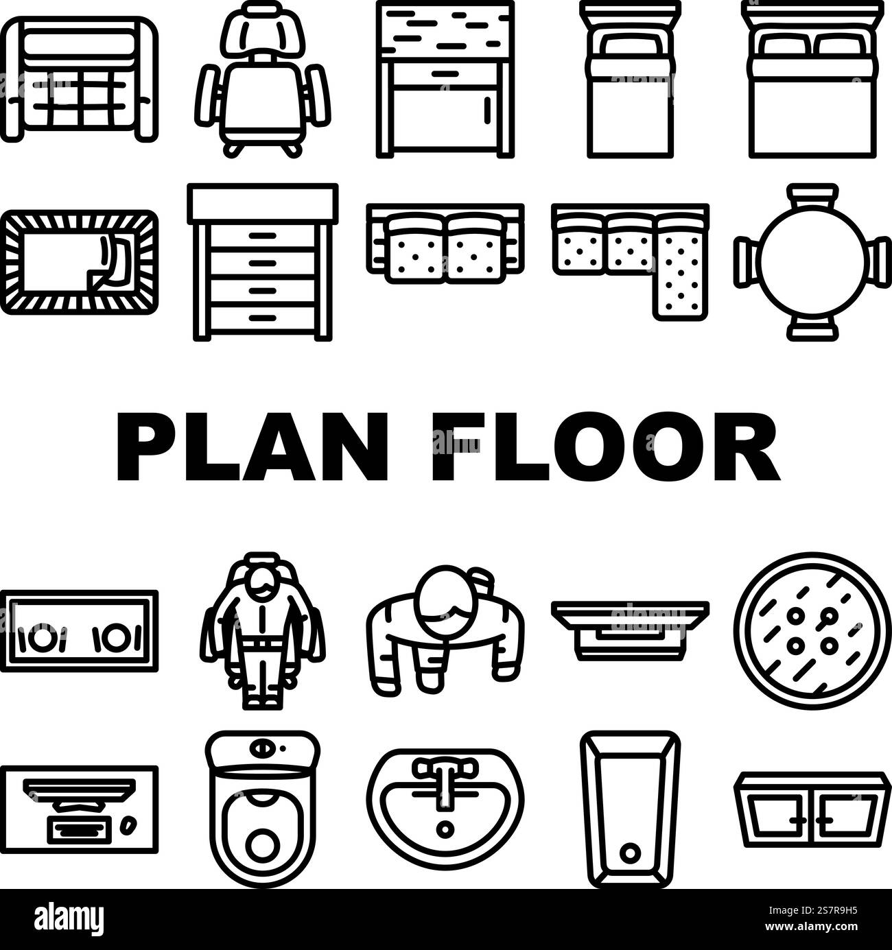 Floor plan top view Black and White Stock Photos & Images - Alamy