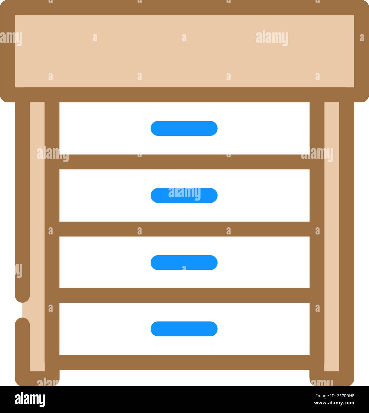 chest of drawers top view color icon vector. chest of drawers top view ...