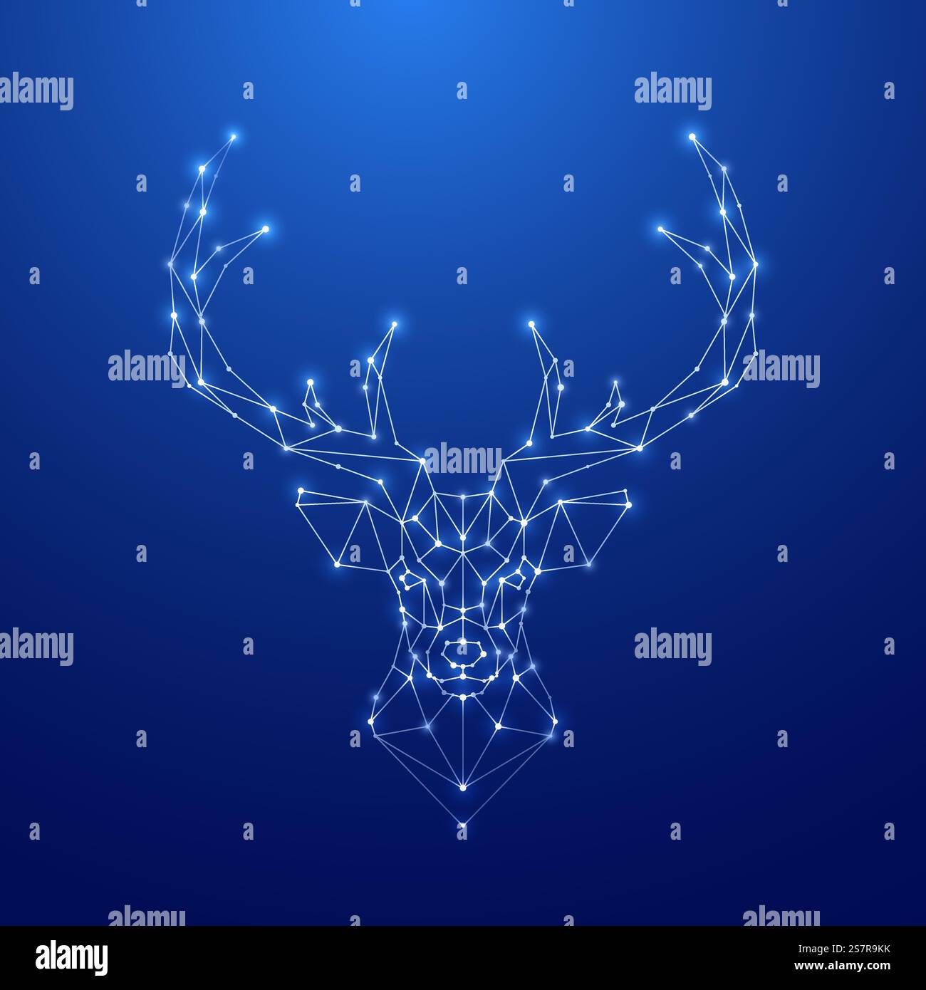 Geometric Deer head silhouette. Constellation in deep blue sky ...