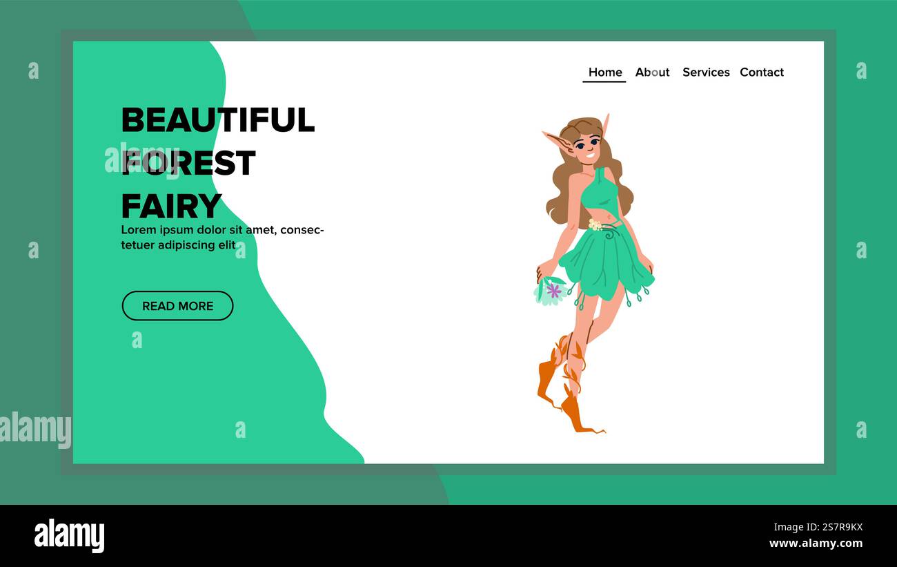 fantasy beautiful forest fairy vector. web flat, fantasy nature, wood ...