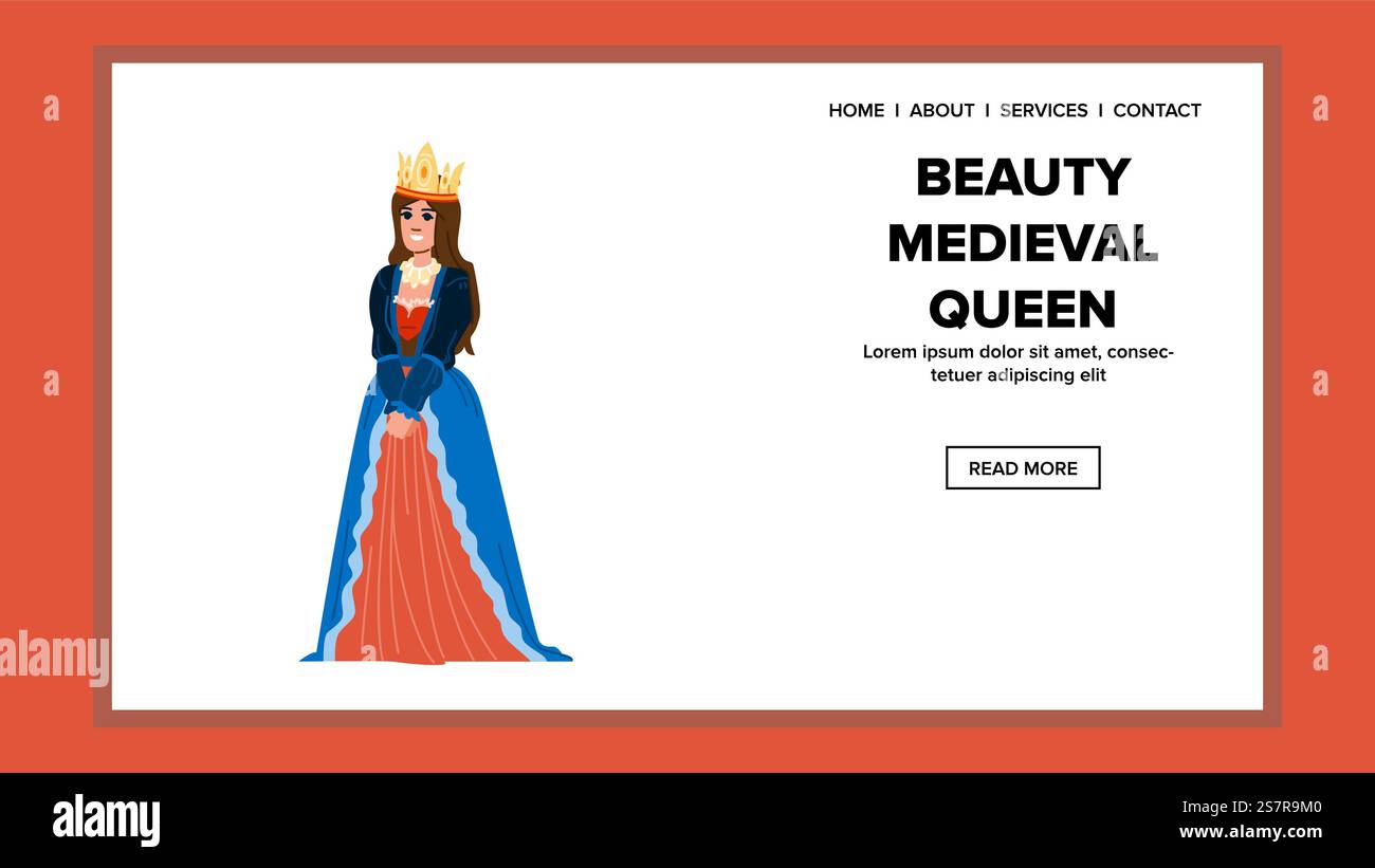 woman beauty medieval queen vector. dress female, fantasy princess ...