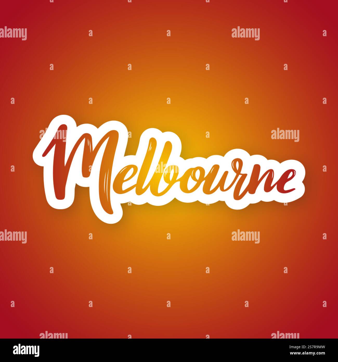 Melbourne - hand drawn lettering phrase. Sticker with lettering in ...