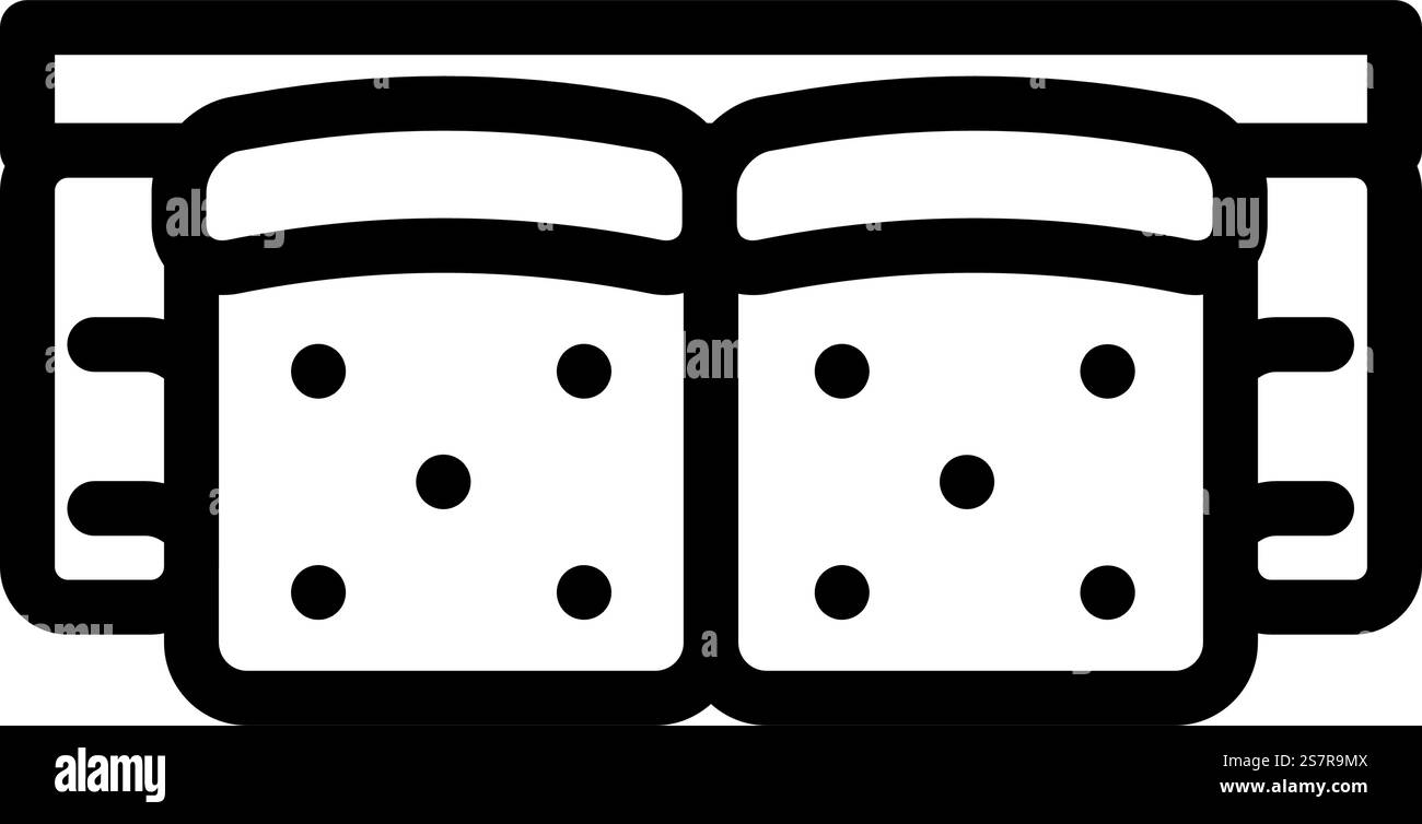 sofa two sections top view line icon vector. sofa two sections top view ...