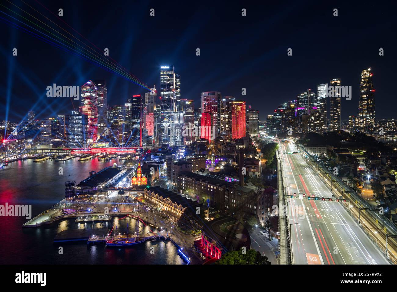 Night view of central Sydney, Australia, during the annual "Vivid ...