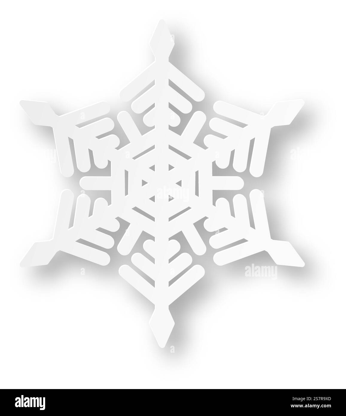 Winter holiday paper decoration. White snowflake in papercut style ...
