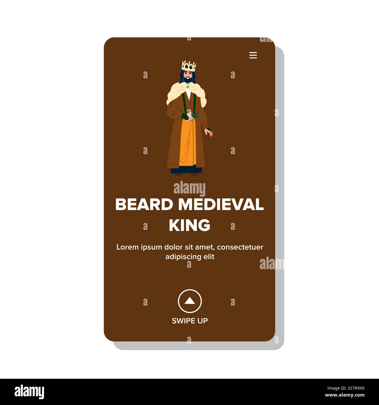 flat beard medieval king vector. man portrait, person crown, royal ...