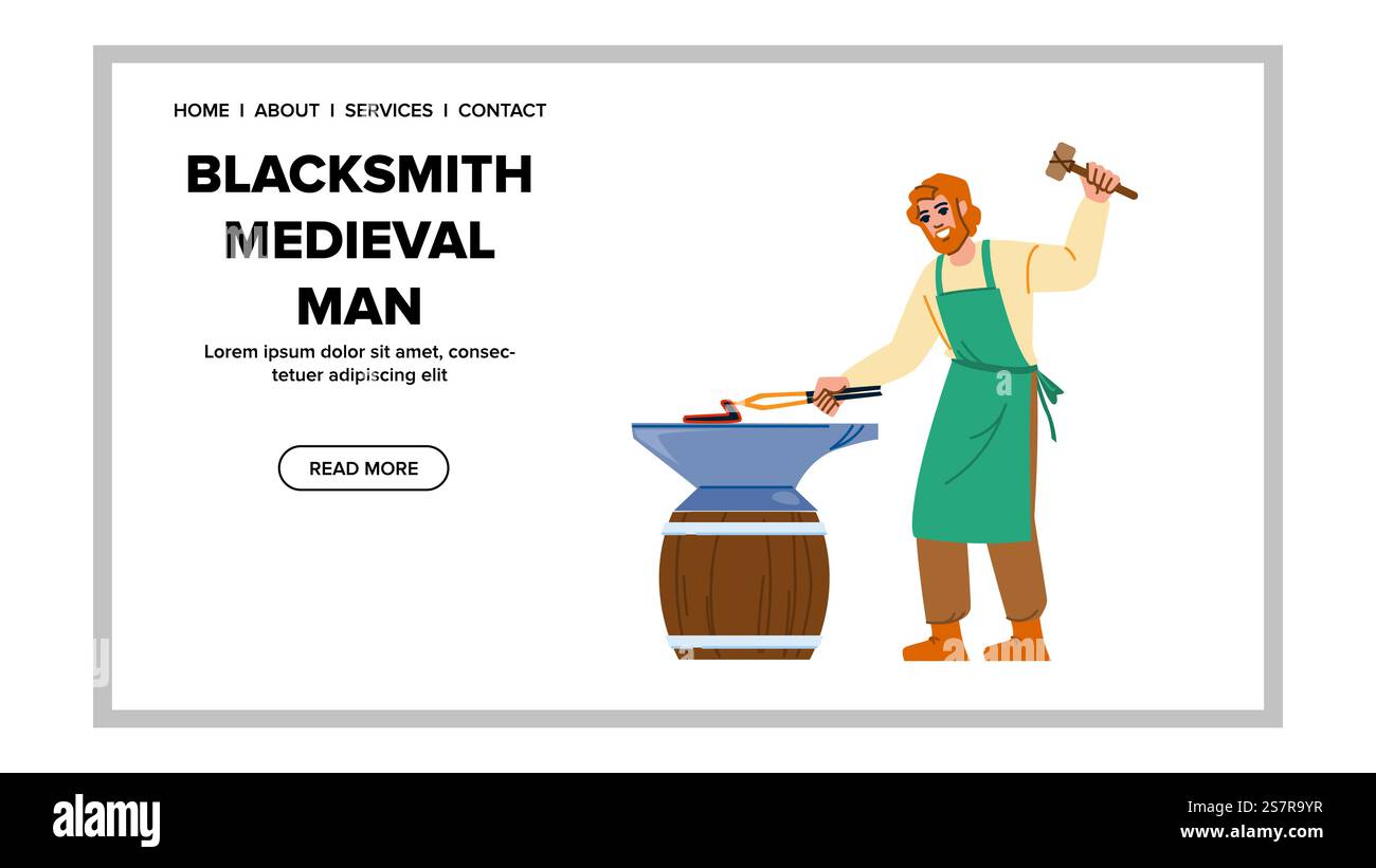 Ancient blacksmith medieval man vector historical historic hi-res stock ...