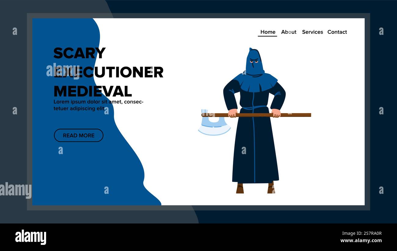 axe scary executioner medieval vector. man headsman, horror black ...