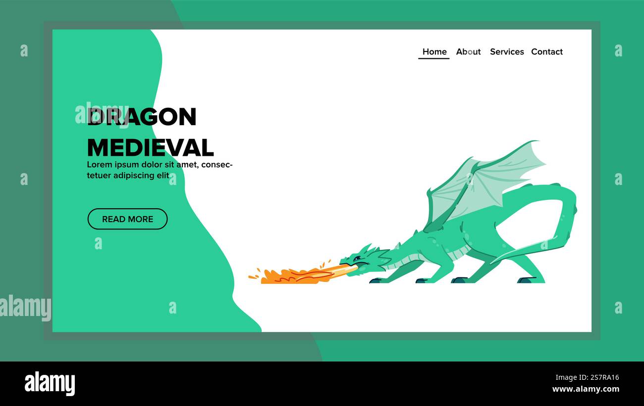 art dragon medieval vector. ancient magic, symbol gothic, knight ...