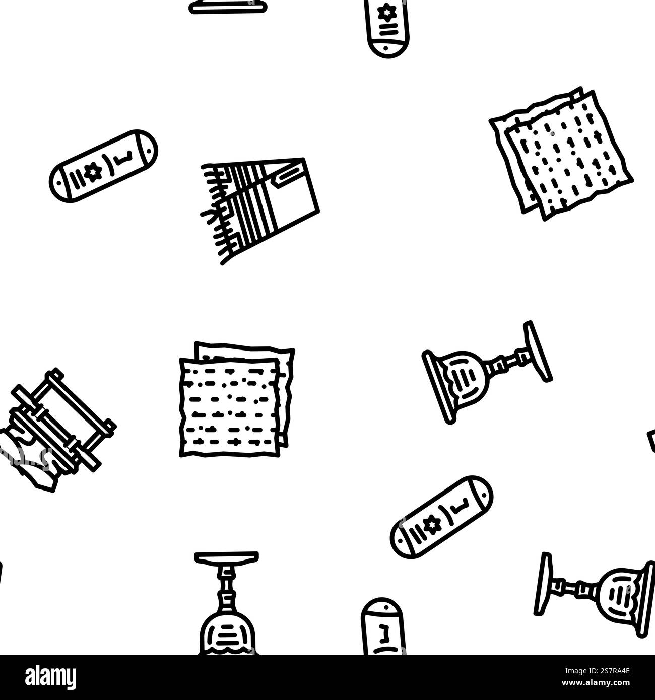 judaism religion jewish vector seamless pattern thin line illustration ...