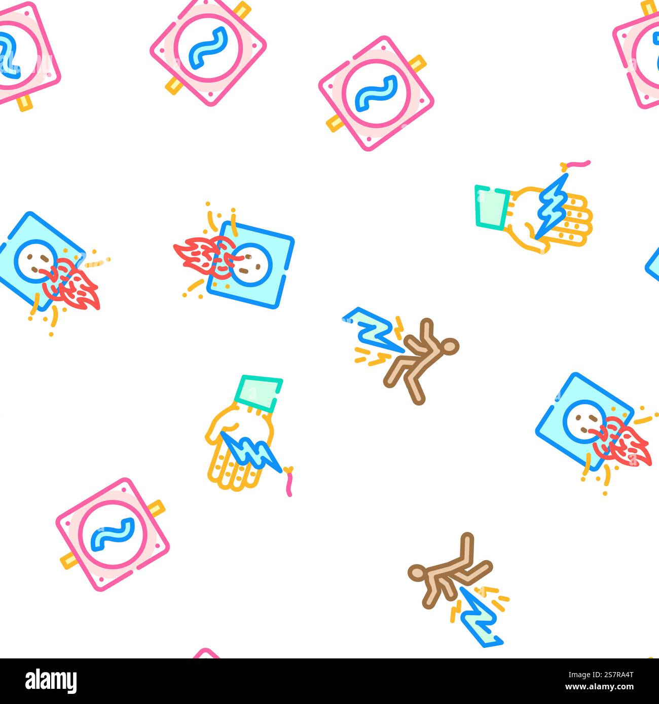 electrical danger voltage vector seamless pattern thin line ...