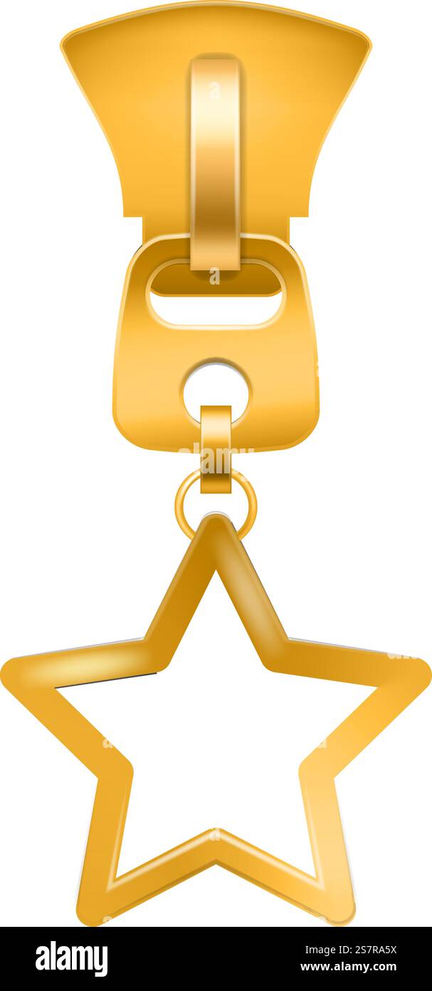 Star shape slider for fabric zipper fastener isolated on white ...