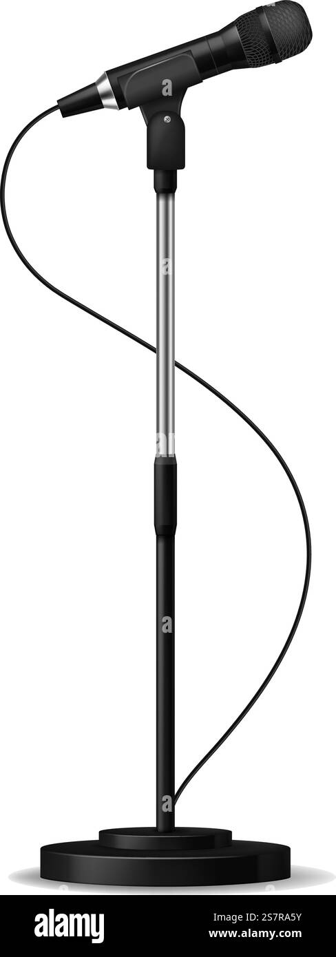 Standing microphone. Realistic stage mic. Concert device isolated on ...