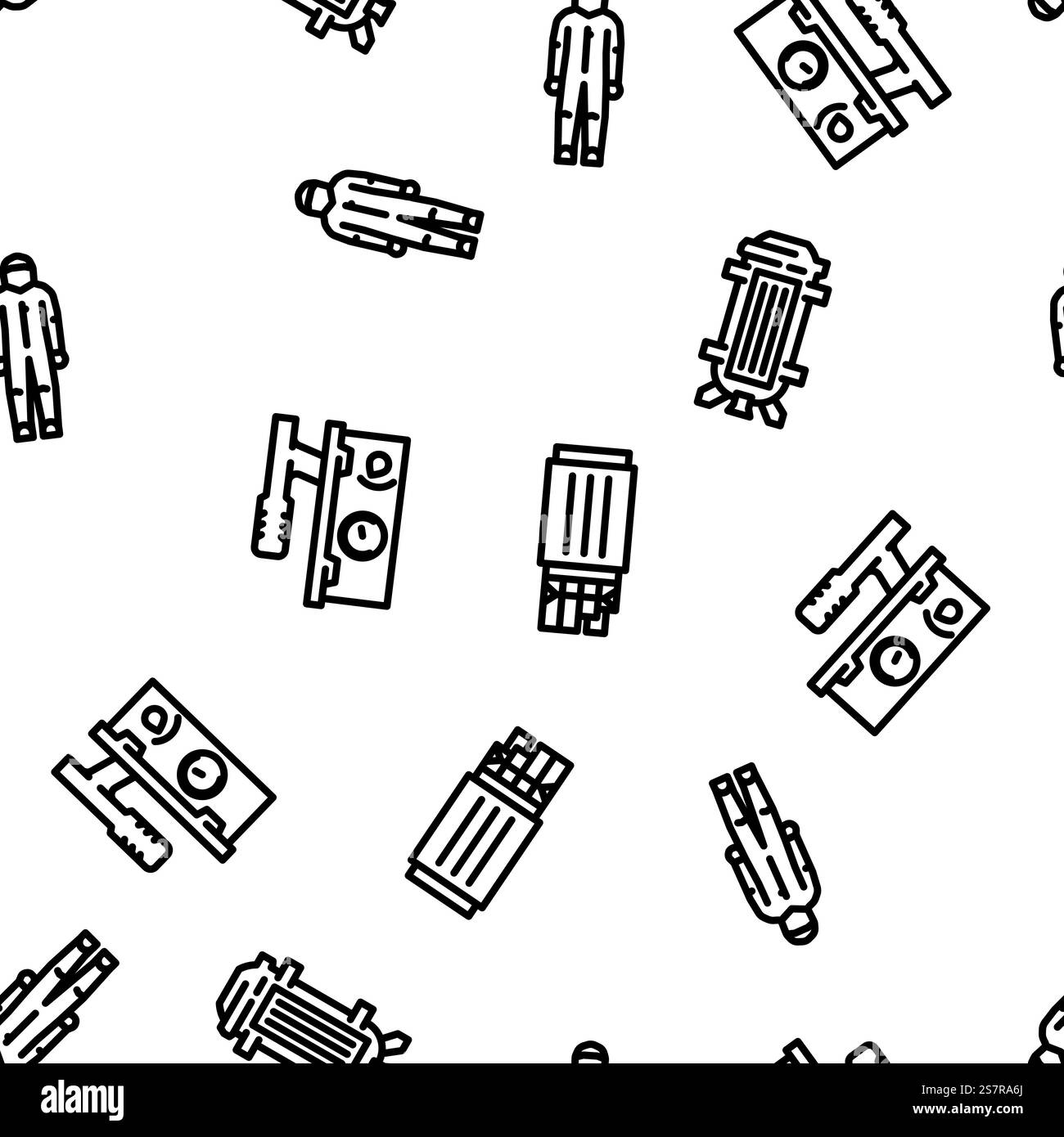 nuclear energy power reactor vector seamless pattern thin line illustration. nuclear energy ...