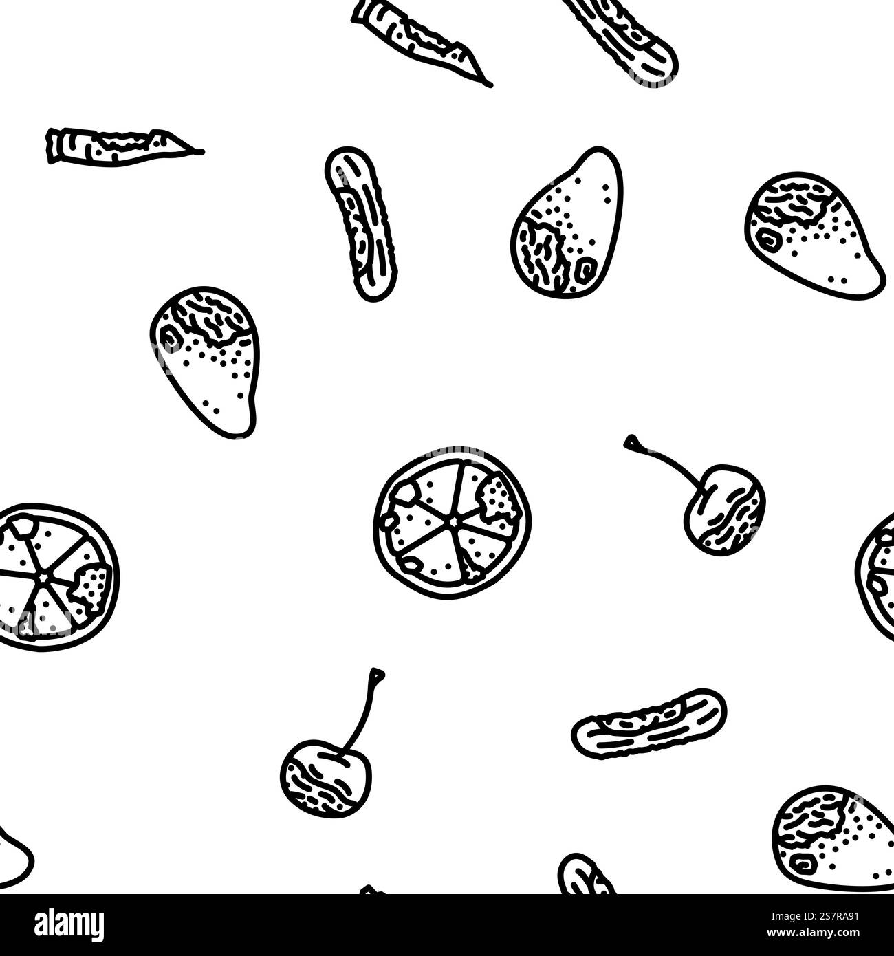 rotten food waste vector seamless pattern thin line illustration ...