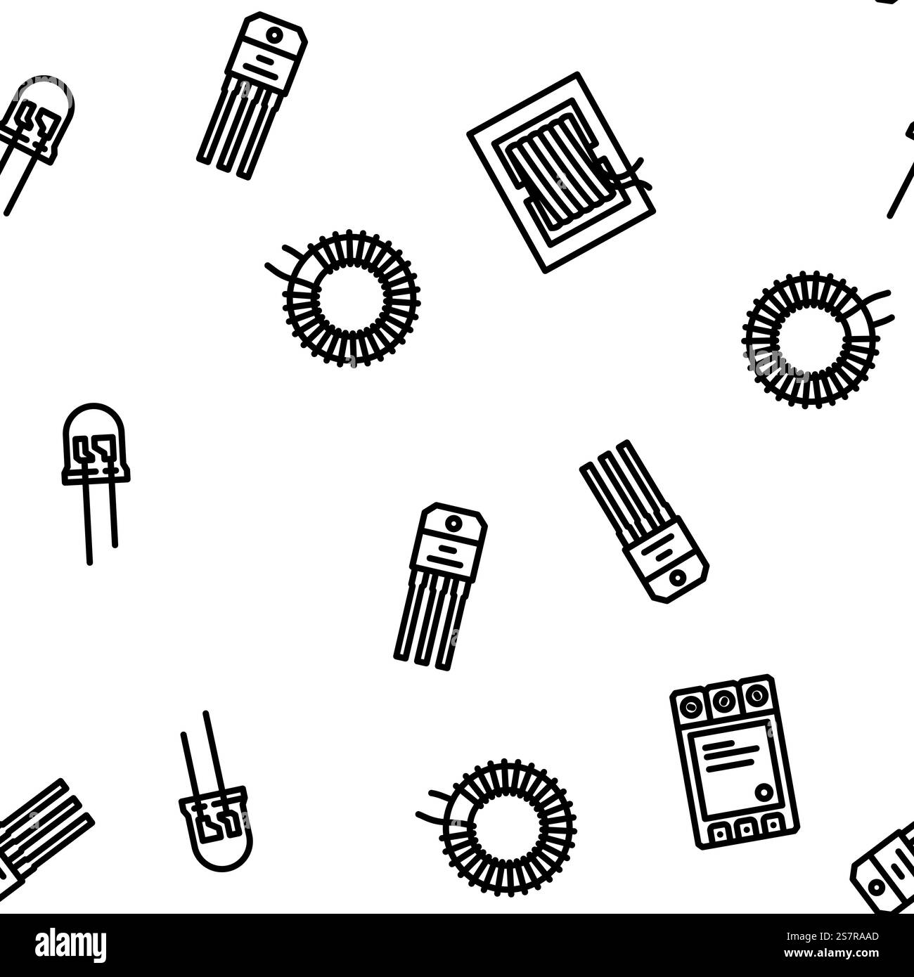 Component Electronic Chip Vector Seamless Pattern Thin Line