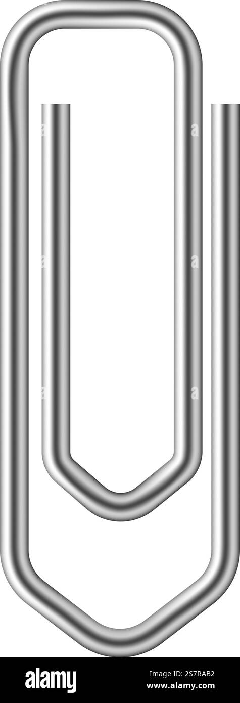 Metallic clip. Paper attach realistic office stationery isolated on ...