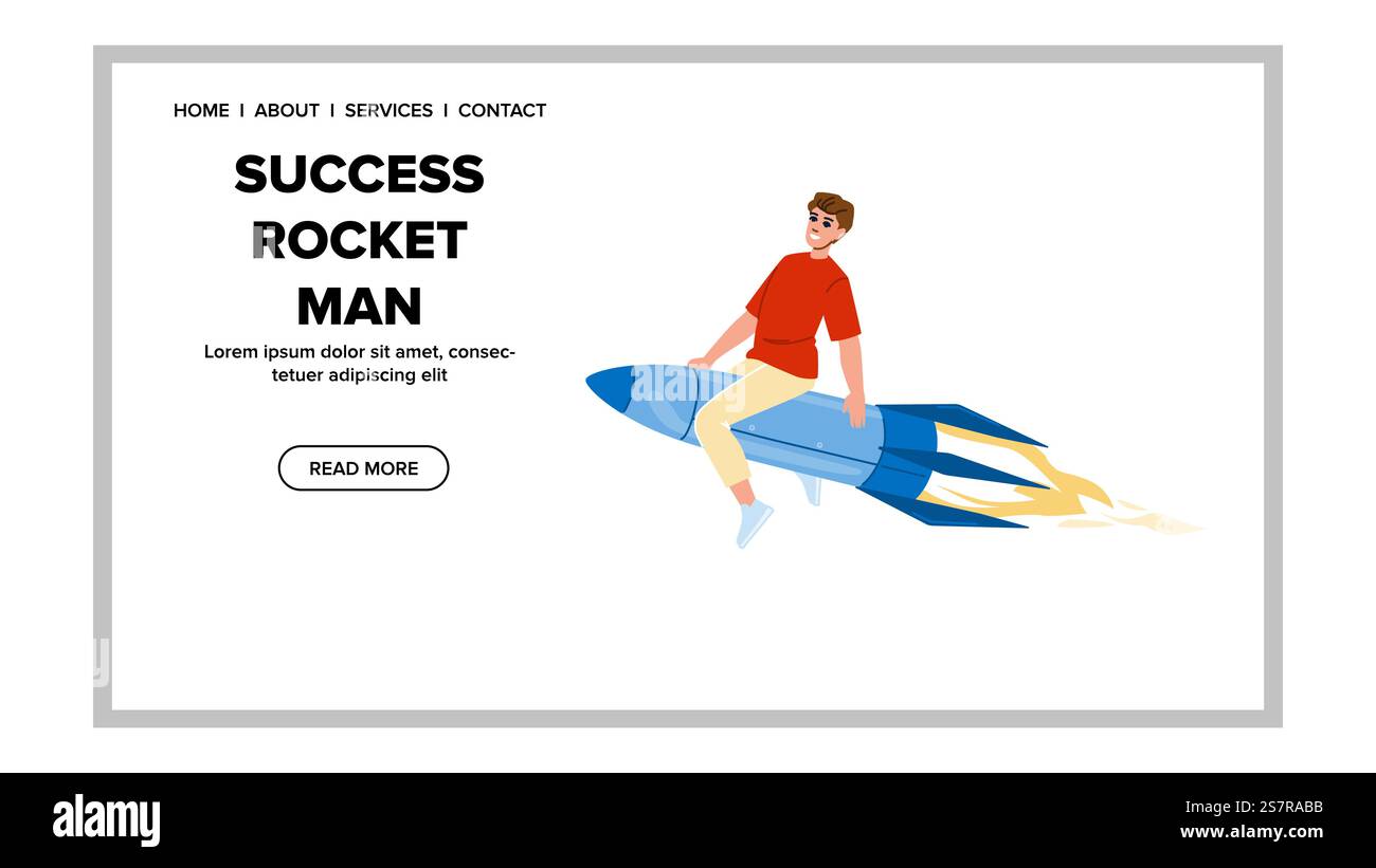 business success rocket man vector. fly entrepreneur, startup jetpack ...