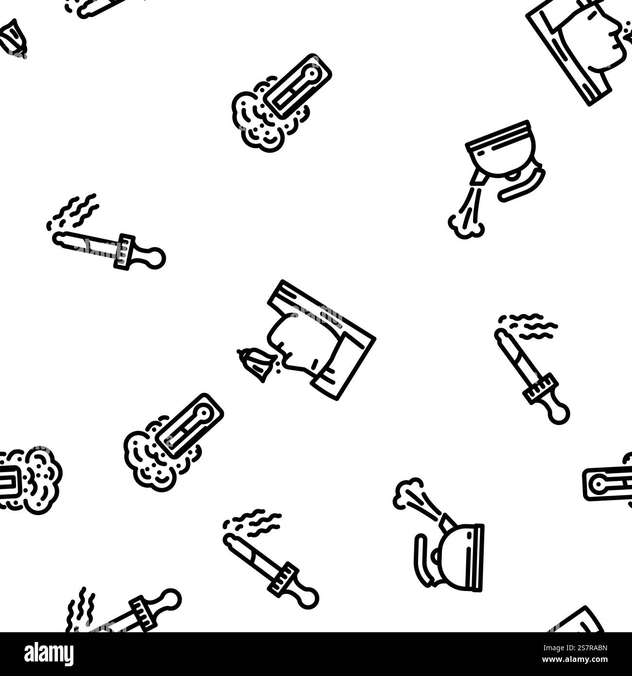 smell nose aroma odor vector seamless pattern thin line illustration ...