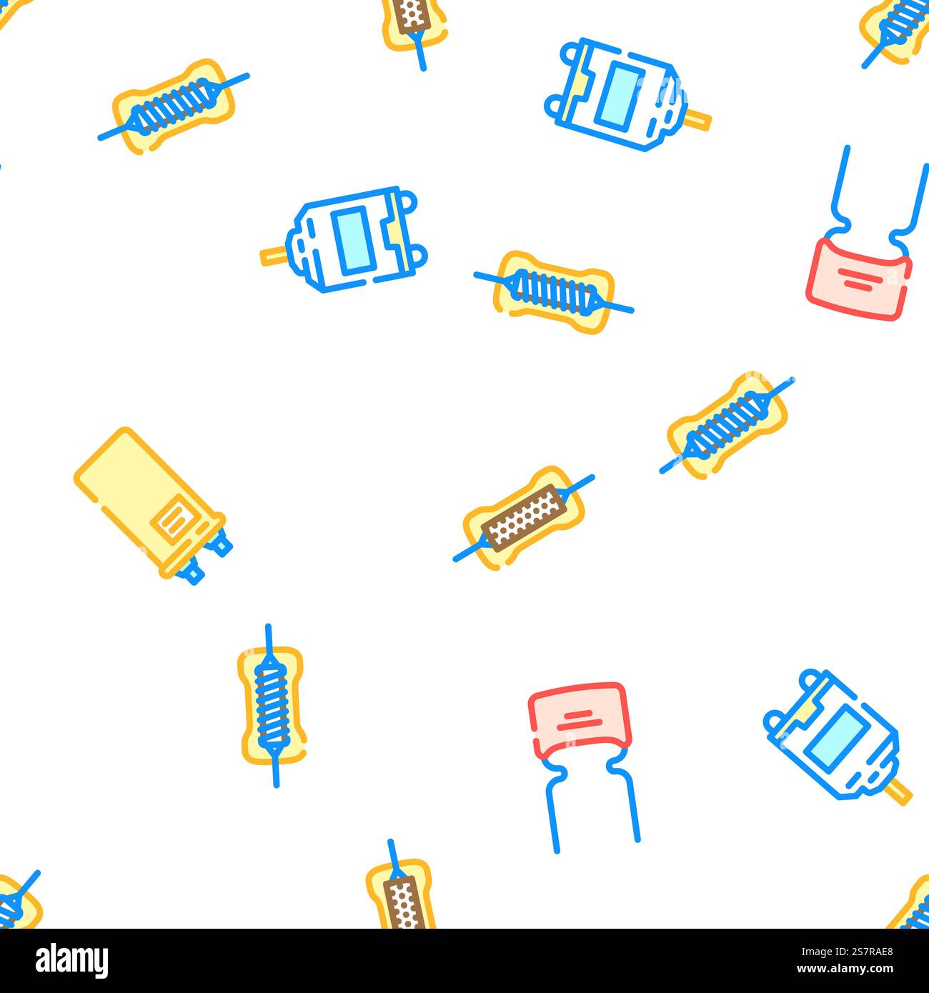 Component Electronic Chip Vector Seamless Pattern Thin Line Illustration Component Electronic