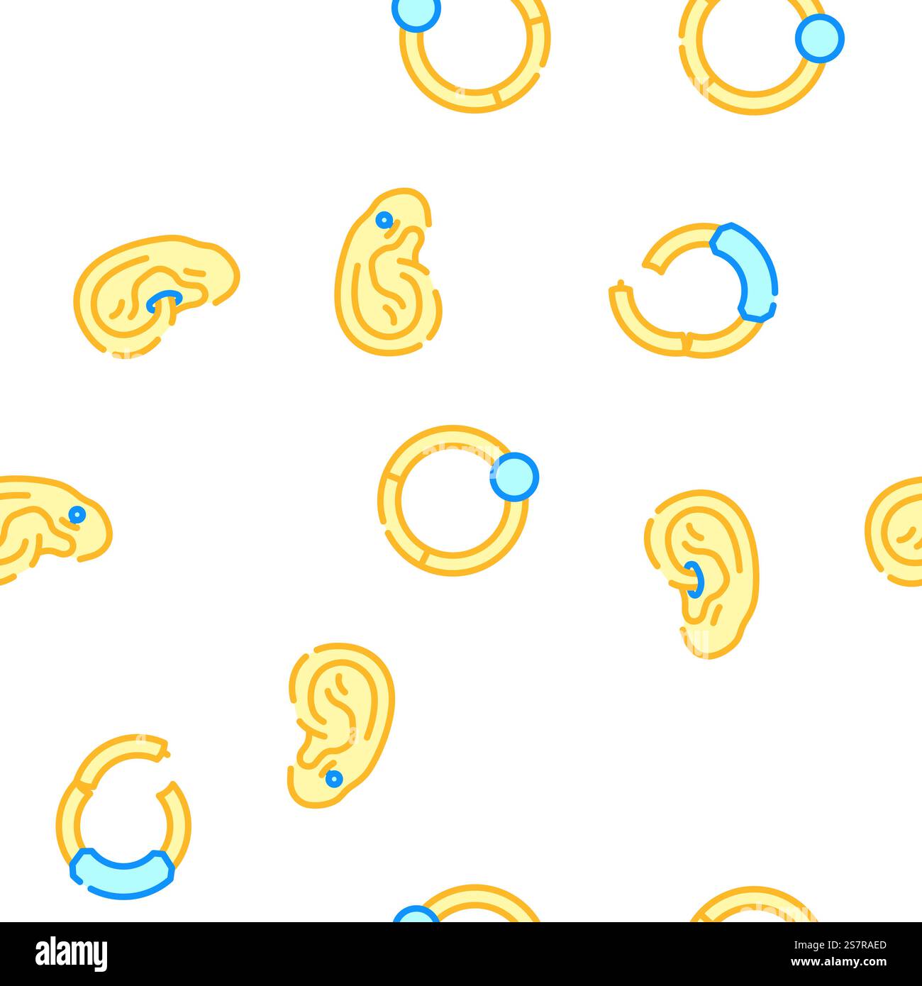 piercing ring earring nose vector seamless pattern thin line ...