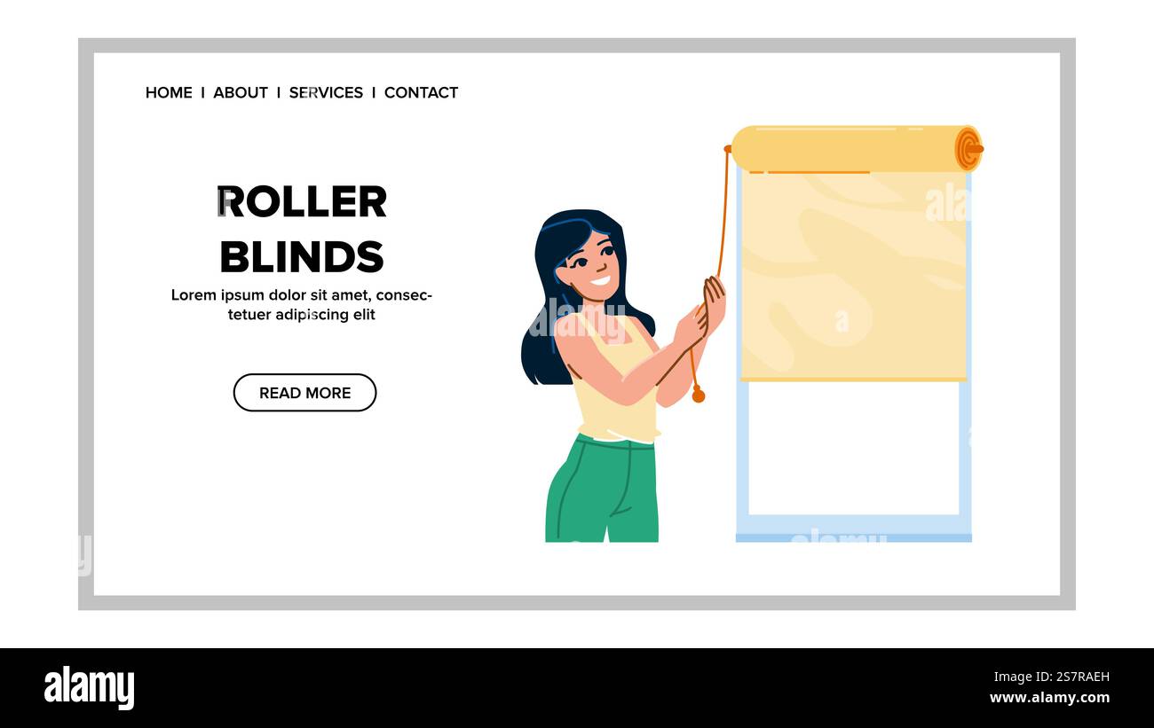 Flat roller blinds vector window curtain Stock Vector Images - Alamy