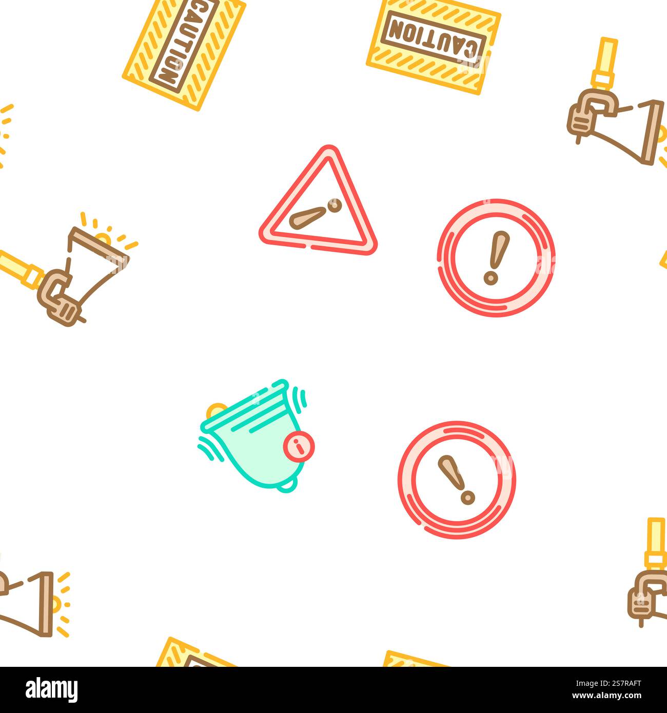 alert caution error danger vector seamless pattern thin line ...