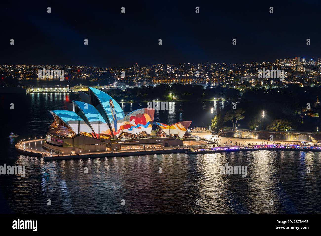 The iconic Sydney Opera House and Bennelong Point, colorfully ...