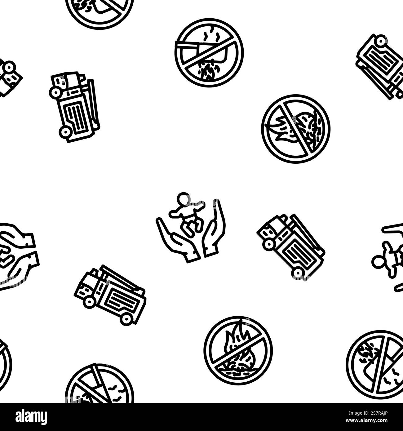 emergency fire exit safety escape vector seamless pattern thin line ...