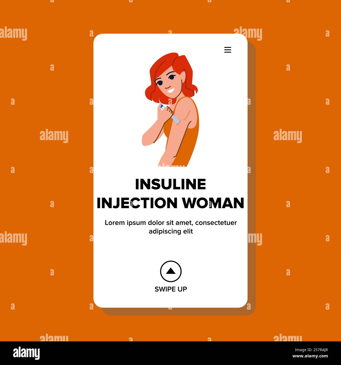 hypoglycemia insuline injection woman vector. medicine illness ...