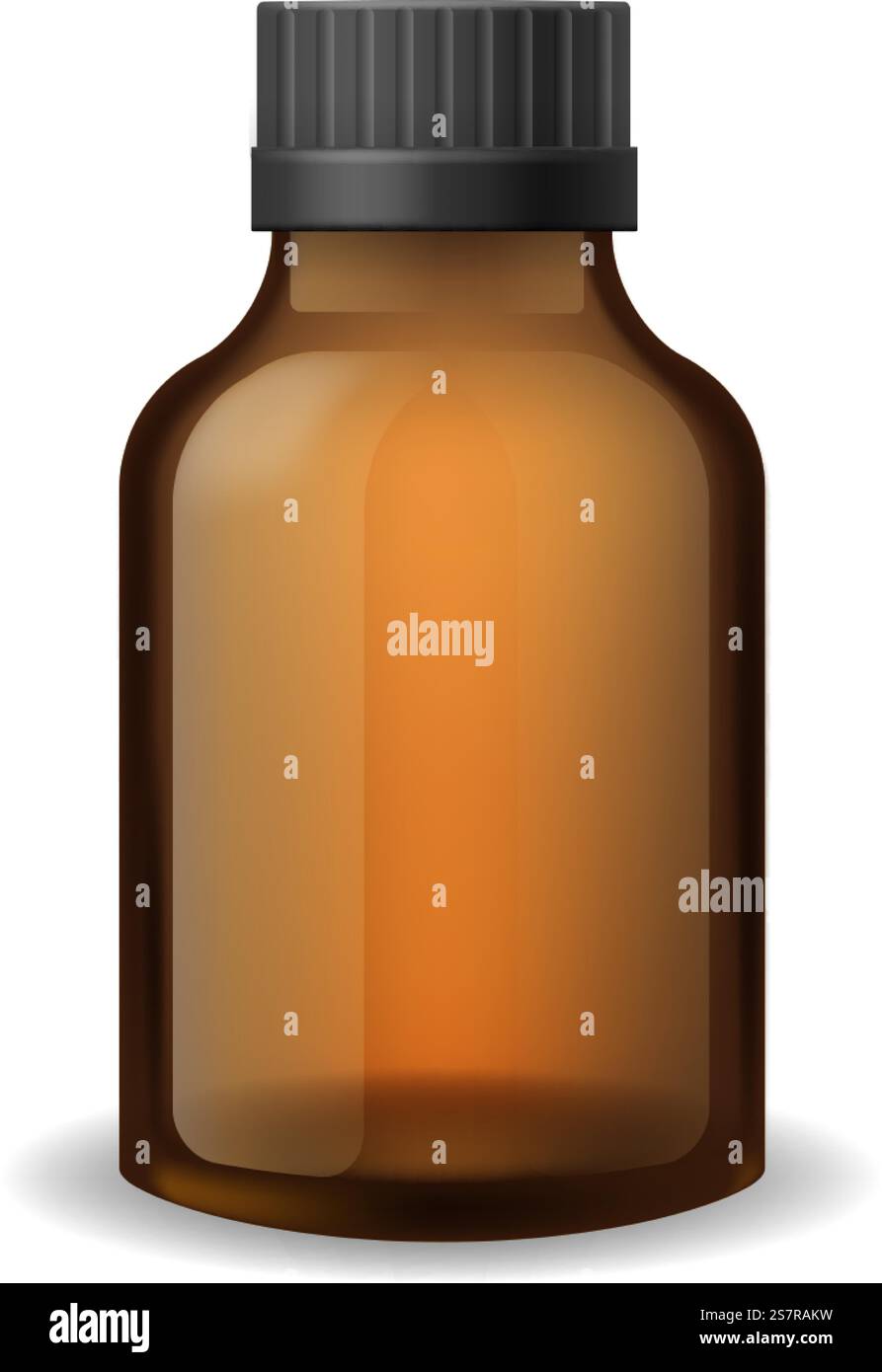 Pharmaceutical bottle mockup. Realistic drug glass container isolated ...