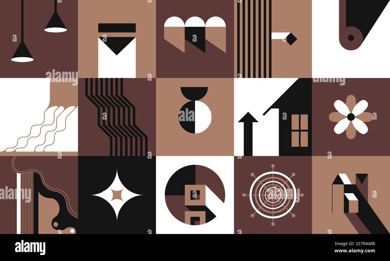 Mid century modern or bauhaus artist design, simple minimalist squares ...