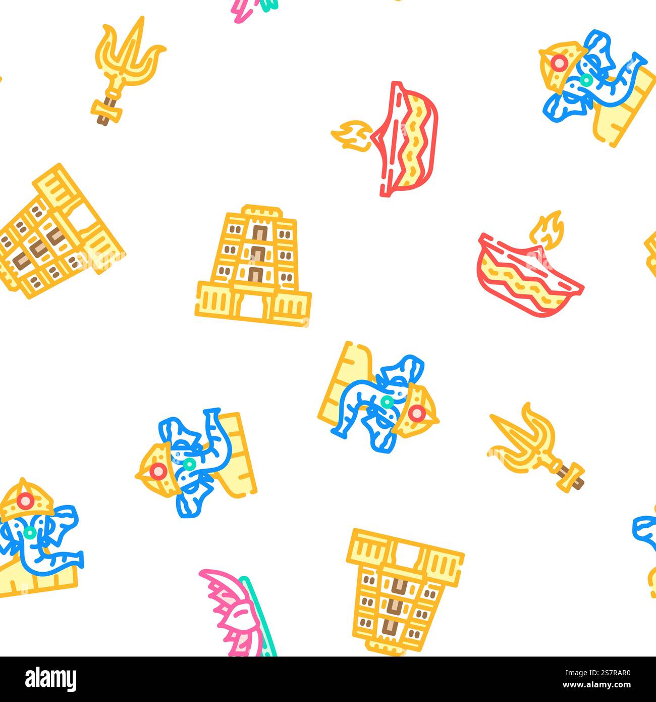 hinduism hindu god om vector seamless pattern thin line illustration ...