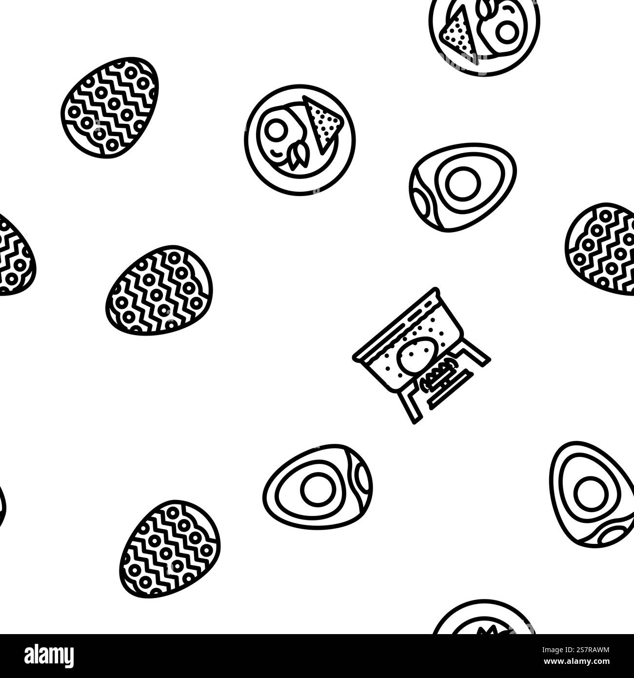 chicken egg farm brown vector seamless pattern thin line illustration ...