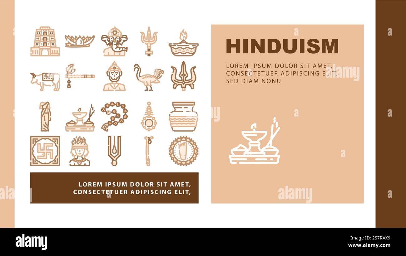 hinduism hindu god om landing web page vector. india krishna, sculpture ...