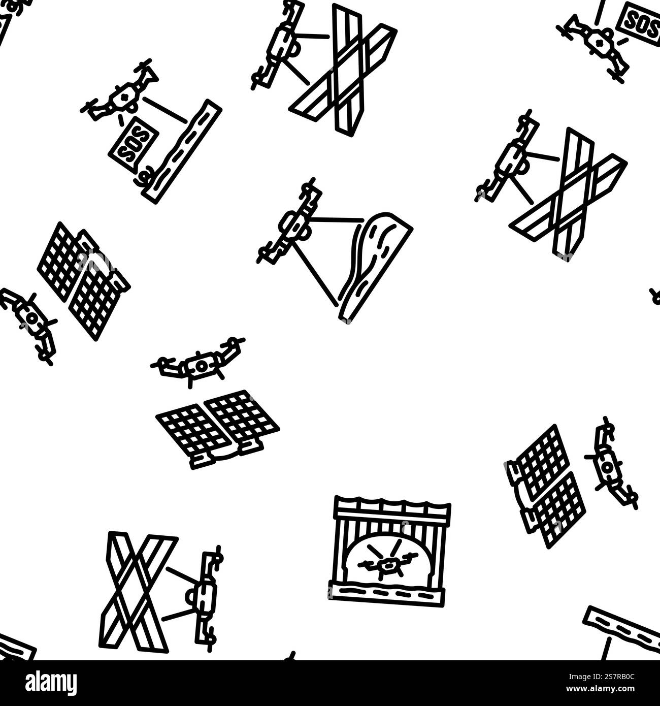 drone use technology vector seamless pattern thin line illustration. drone use technology ...