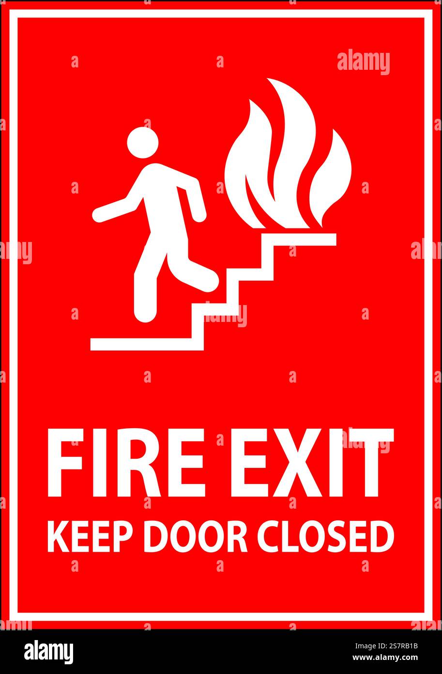 Warning Sign Fire Exit Keep Door Closed Stock Vector Image & Art - Alamy