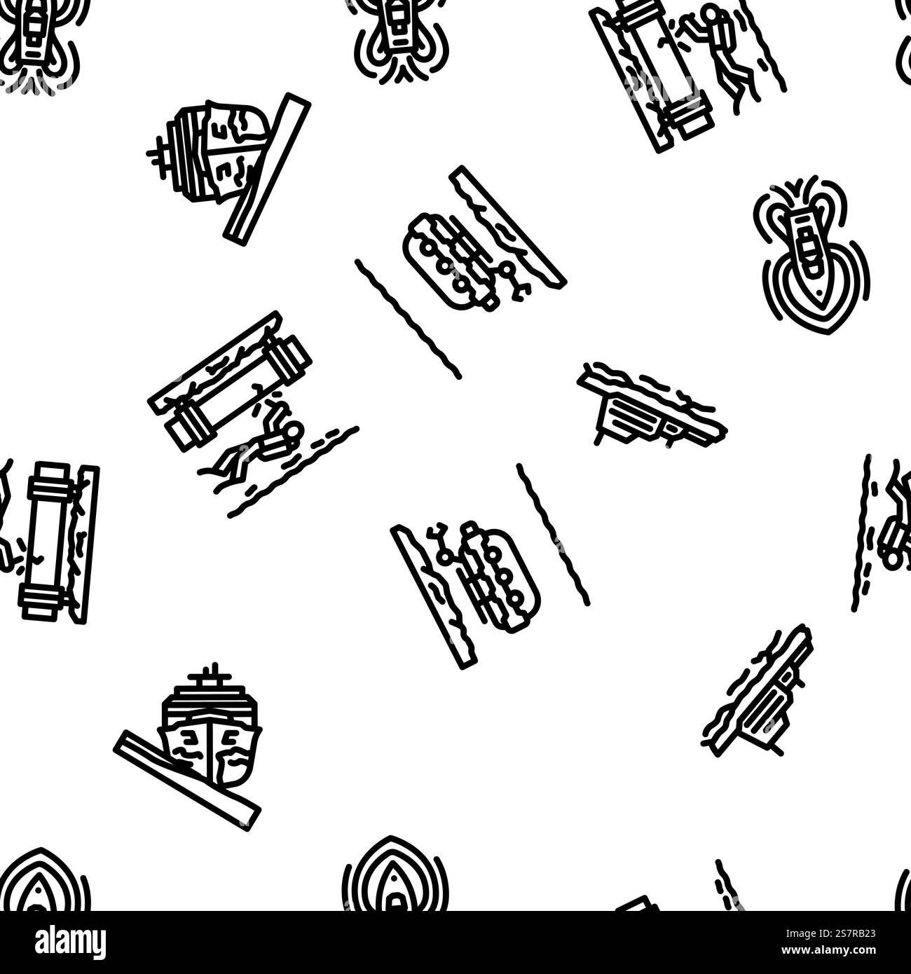 marine engineering ship vector seamless pattern thin line illustration ...