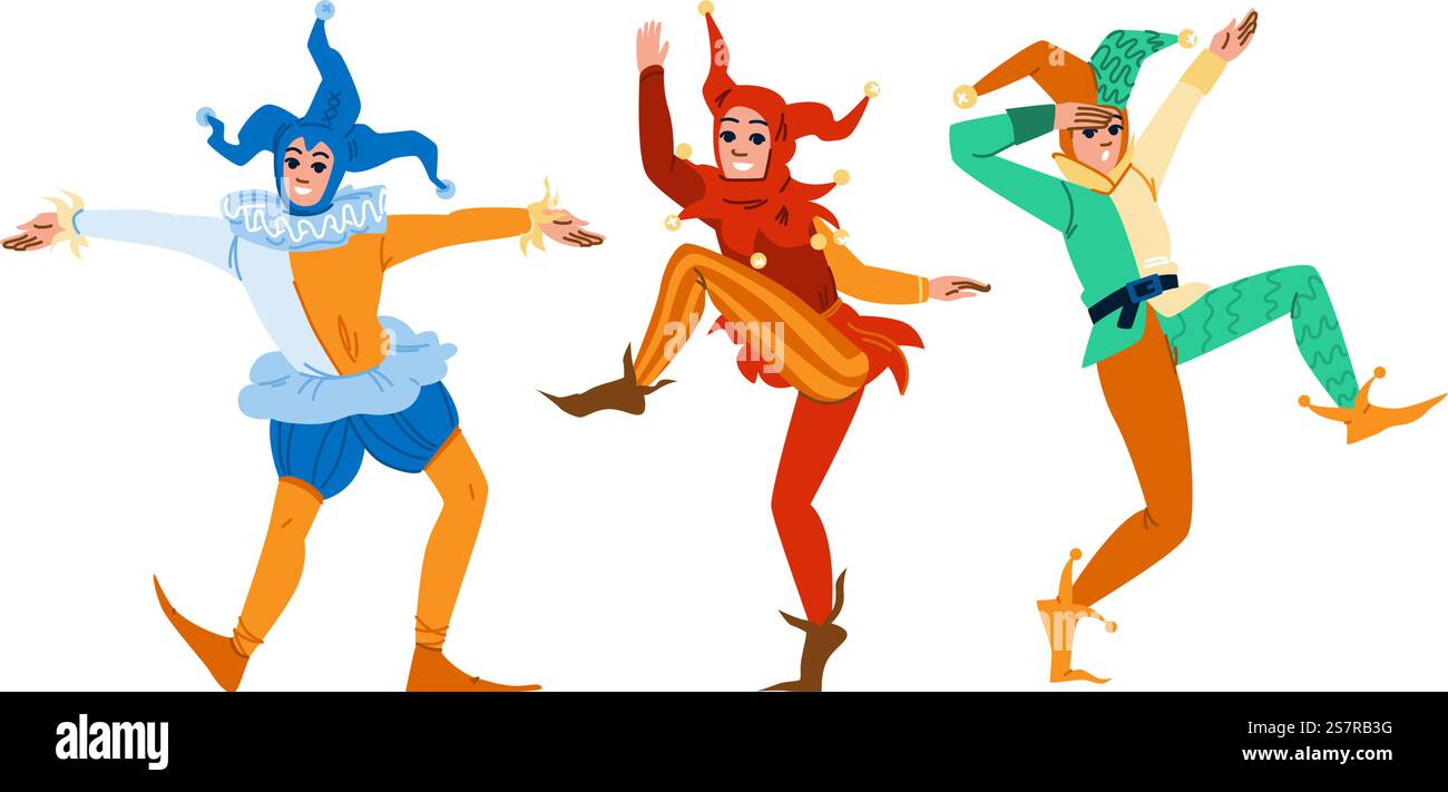 character jester medieval vector. man costume, kingdom historical ...