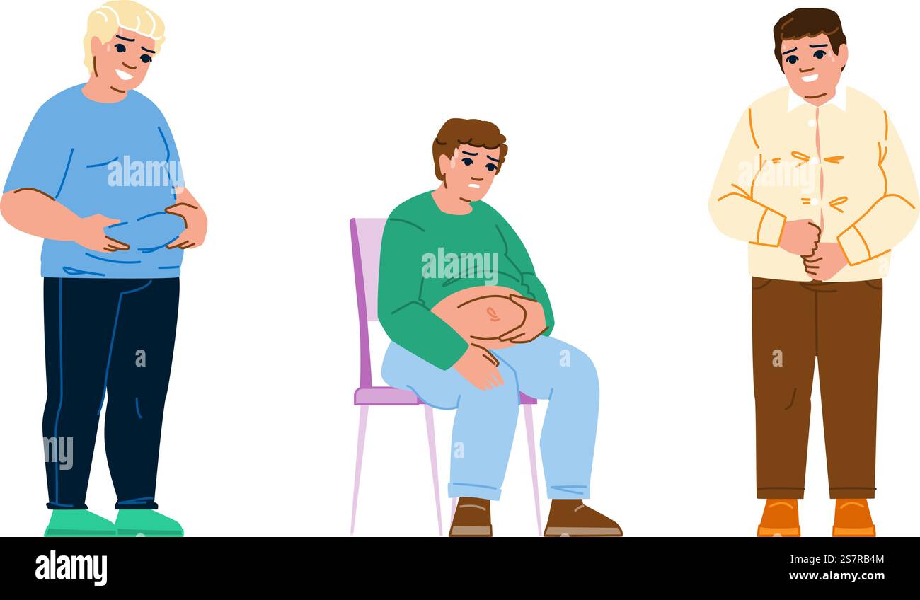 fat overweight man vector. weight portrait, obese body, problem young ...