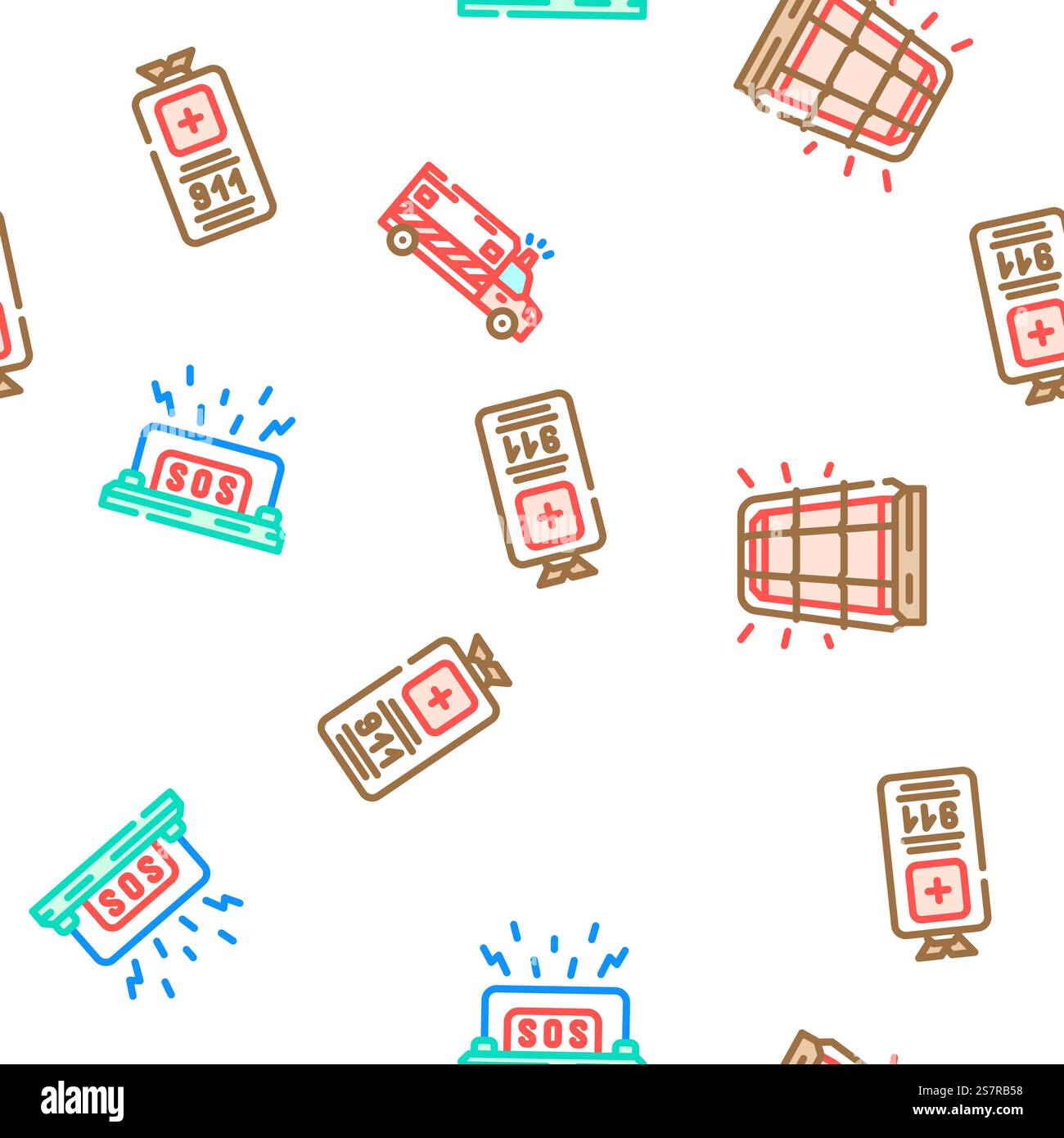 alert caution error danger vector seamless pattern thin line ...