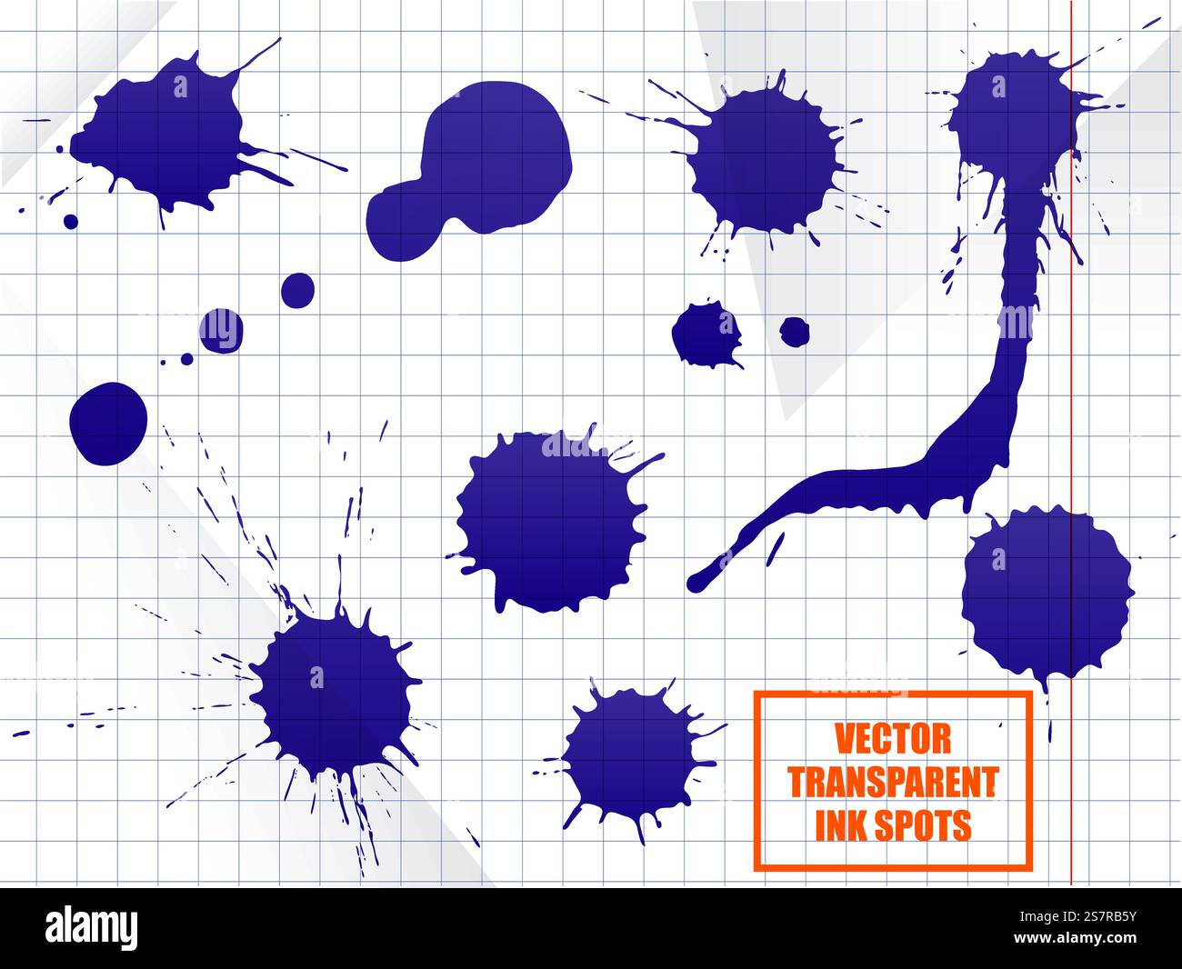 Blue ink spot set, paint blot. Semitransparent vector shapes isolated ...