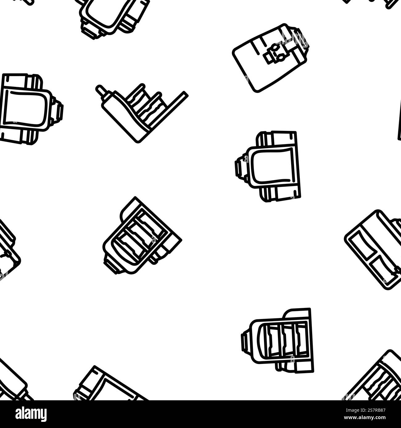 lunch school food box lunchbox vector seamless pattern thin line ...