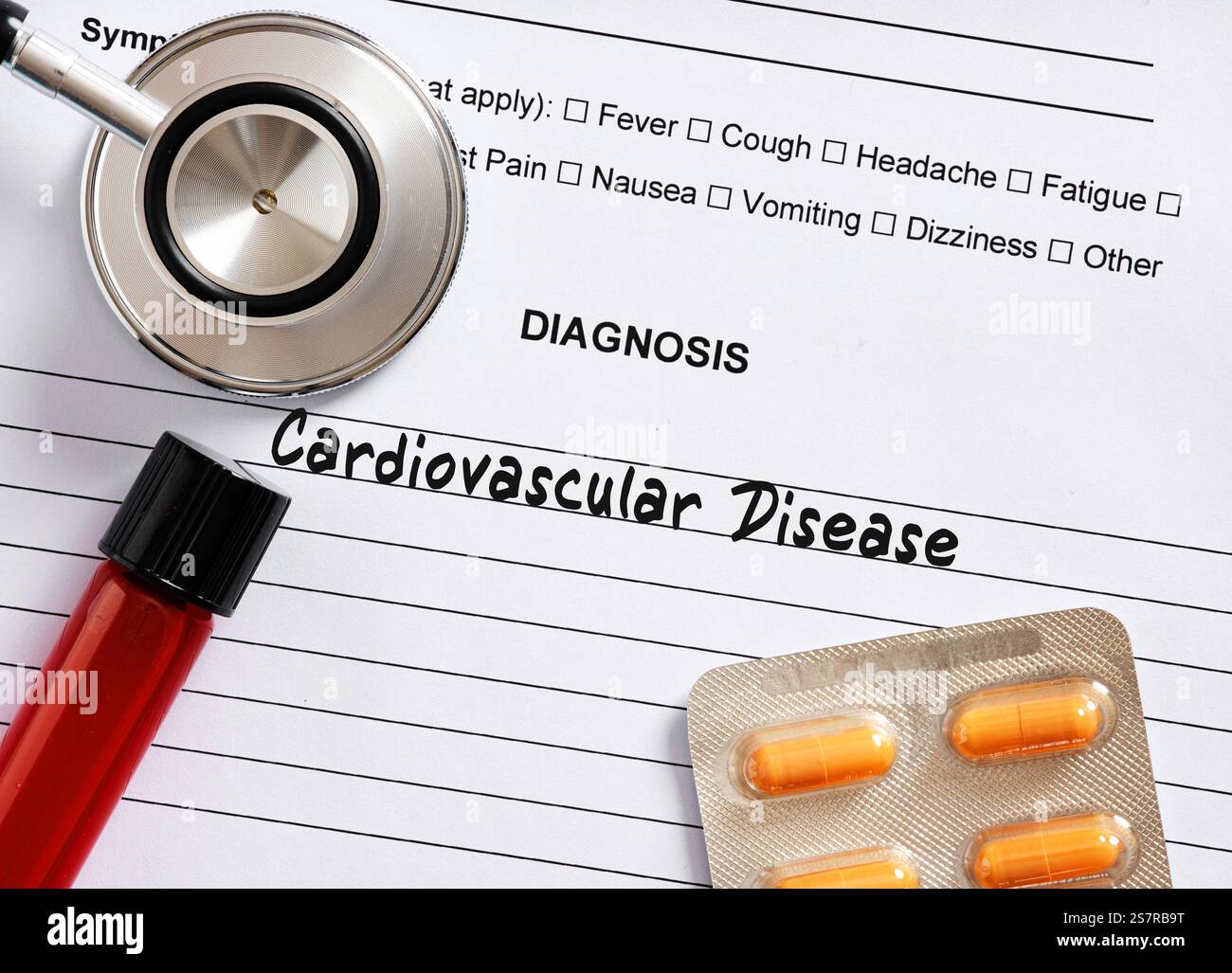 Medical form displaying cardiovascular disease diagnosis, paired with ...