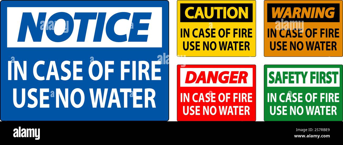 Danger Sign: Danger - In Case Of Fire Use No Water Stock Vector Image ...