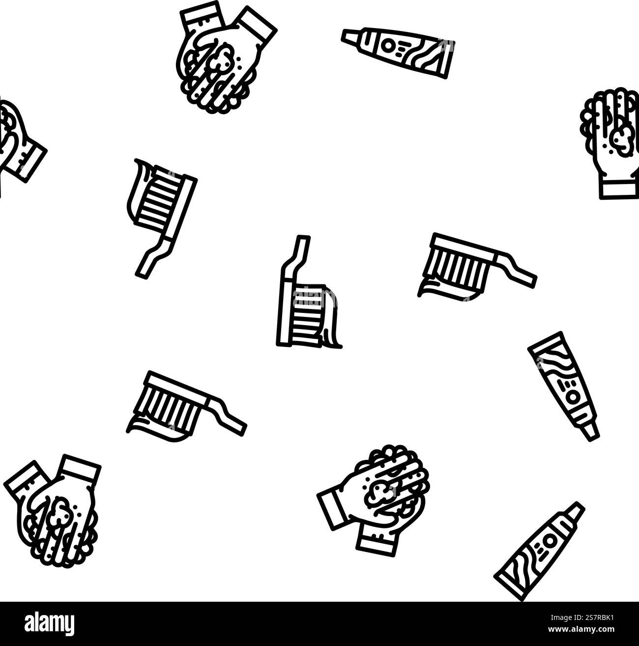 hand clean soap virus vector seamless pattern thin line illustration ...