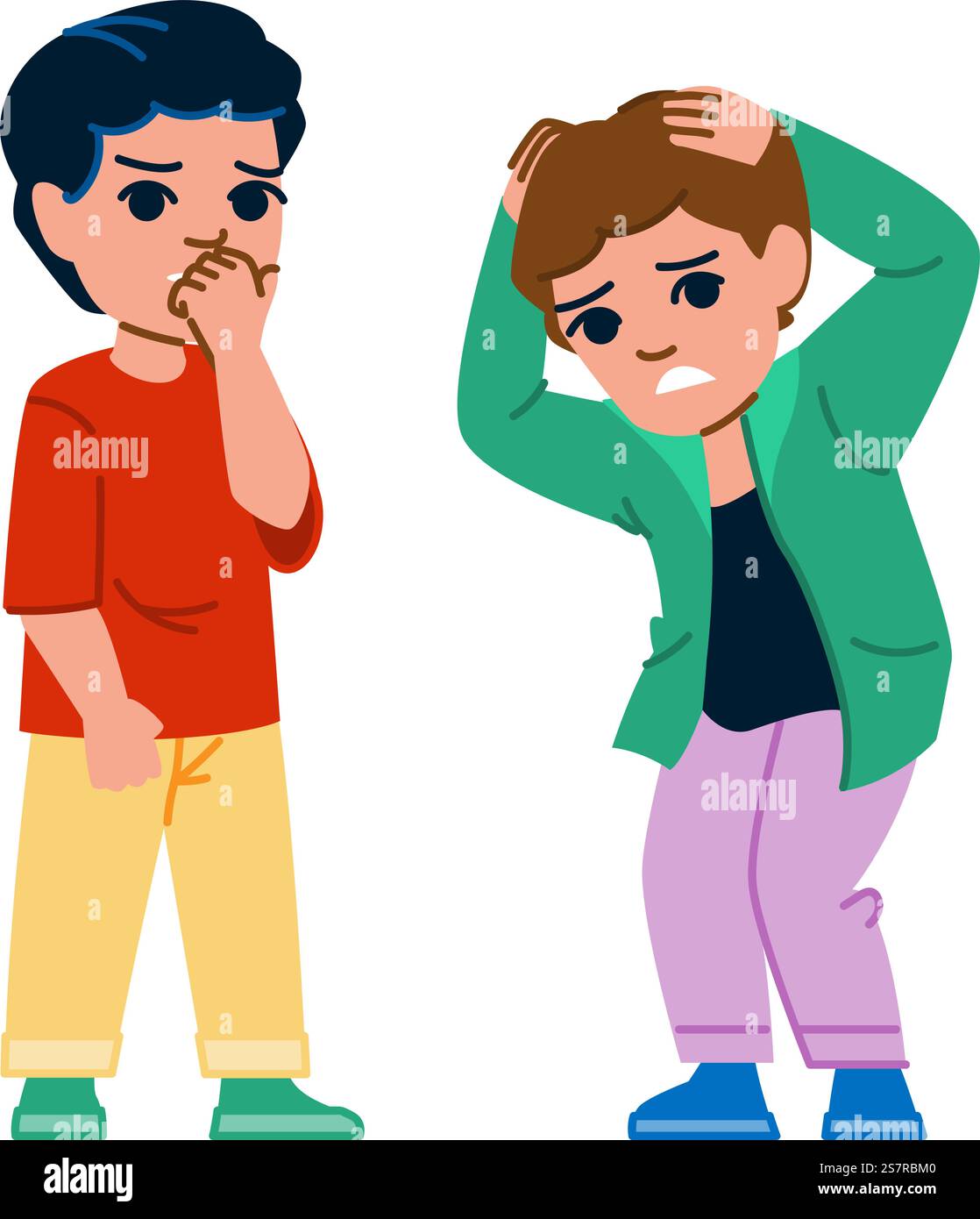 person worried kid boy vector. little male, problem childhood, doubt ...