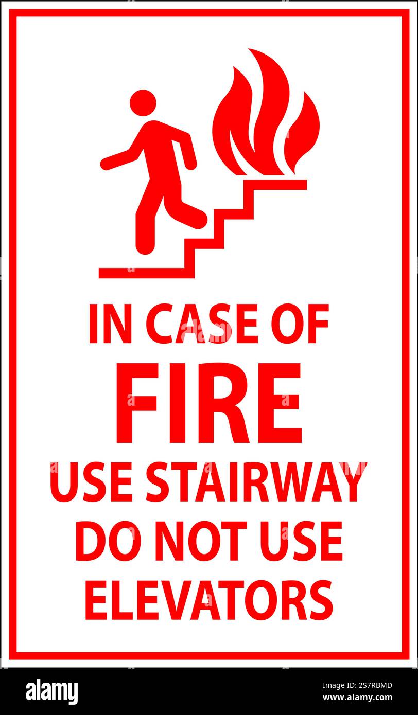 Caution Sign In Case of Fire Use Stairway Do Not Use Elevators Stock ...