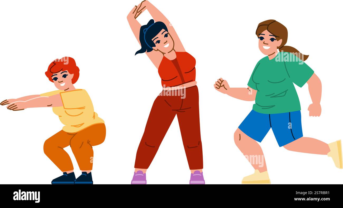 fit overweight woman fitness vector. fat health, exercise lifestyle ...