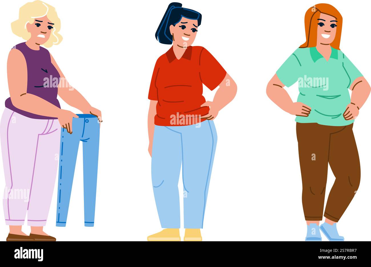 lifestyle overweight woman vector. obese female, happy beautiful ...